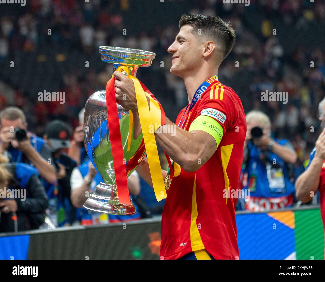 Berlin, Germany. 14th July, 2024. Alvaro Morata of Spain celebrates ...