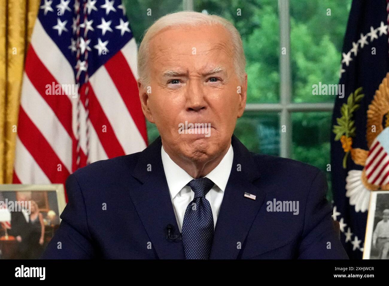 President Joe Biden addresses the nation from the Oval Office of the ...