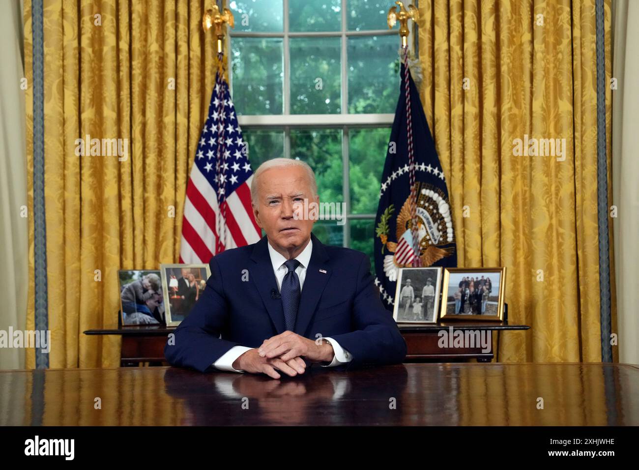 President Joe Biden addresses the nation from the Oval Office of the ...