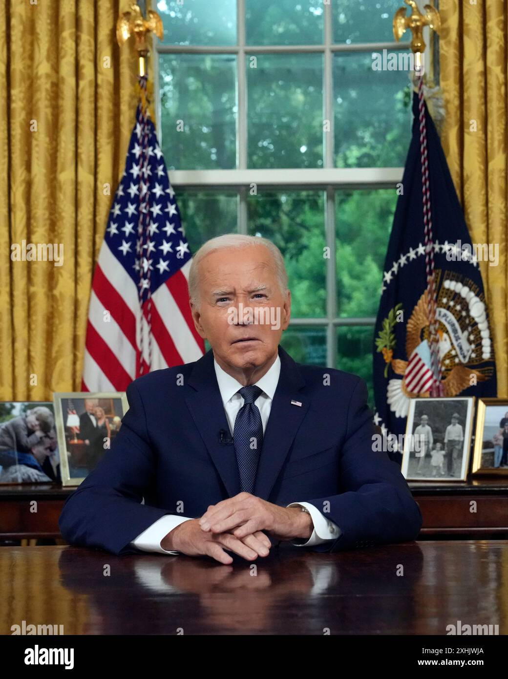 President Joe Biden addresses the nation from the Oval Office of the ...
