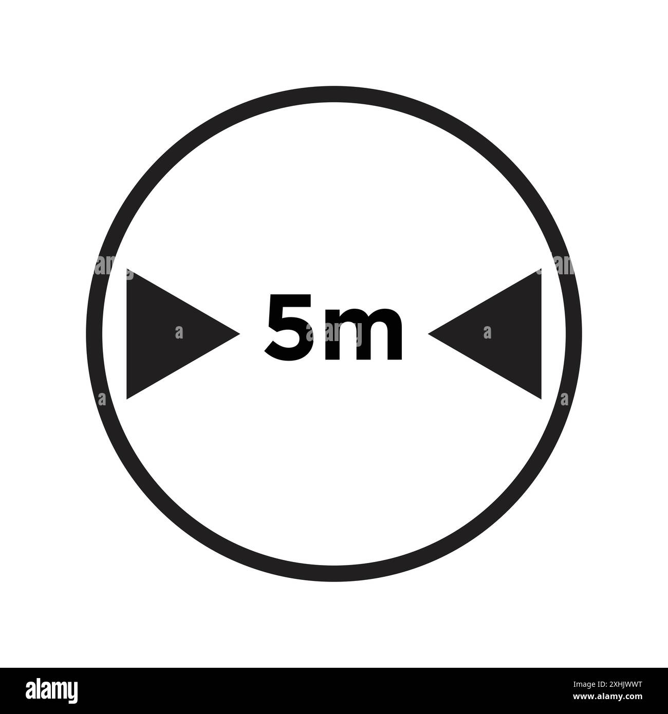 5 meter sign Black line art vector in black and white outline set ...