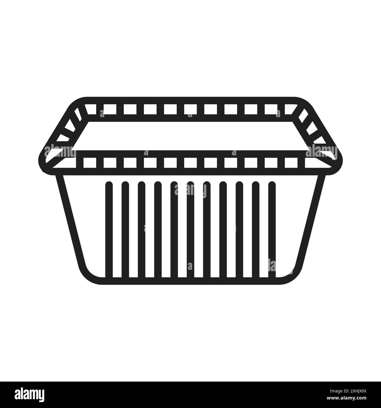 Aluminum foil food container icon Black line art vector in black and ...