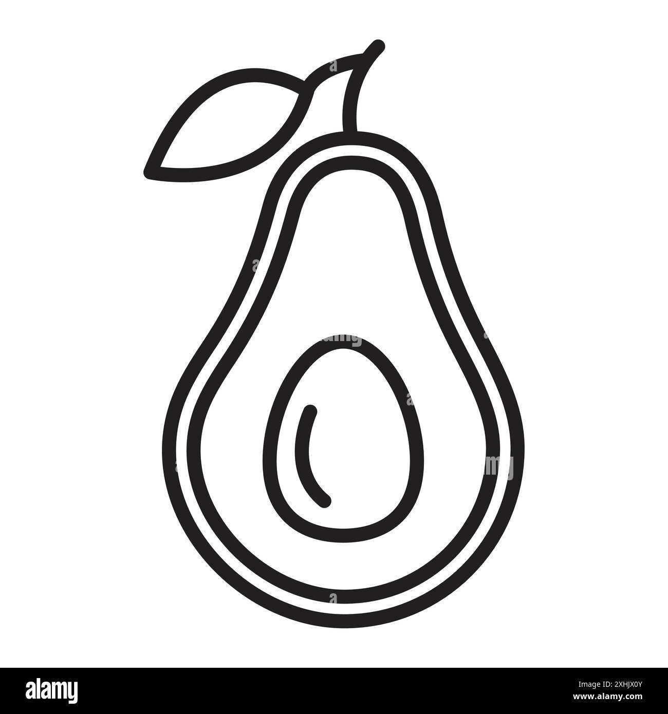 Avocado icon Black line art vector in black and white outline set ...