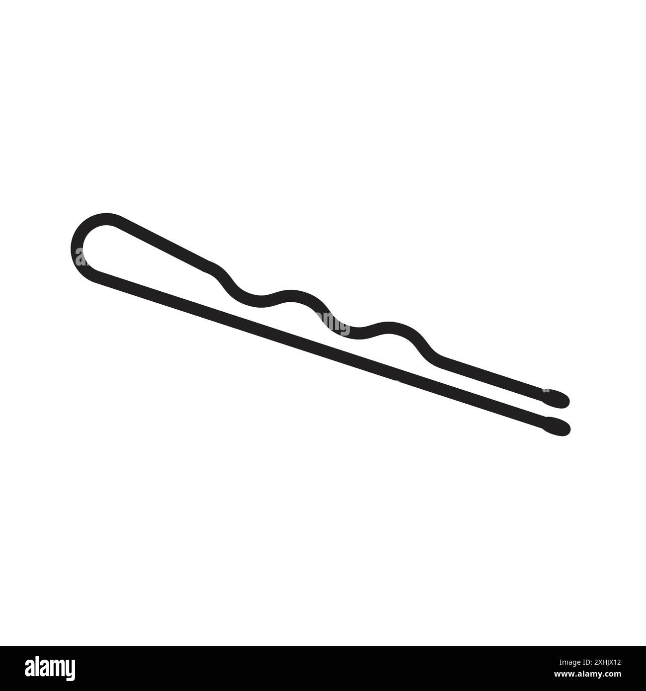 Bobby pin icon Black line art vector in black and white outline set ...
