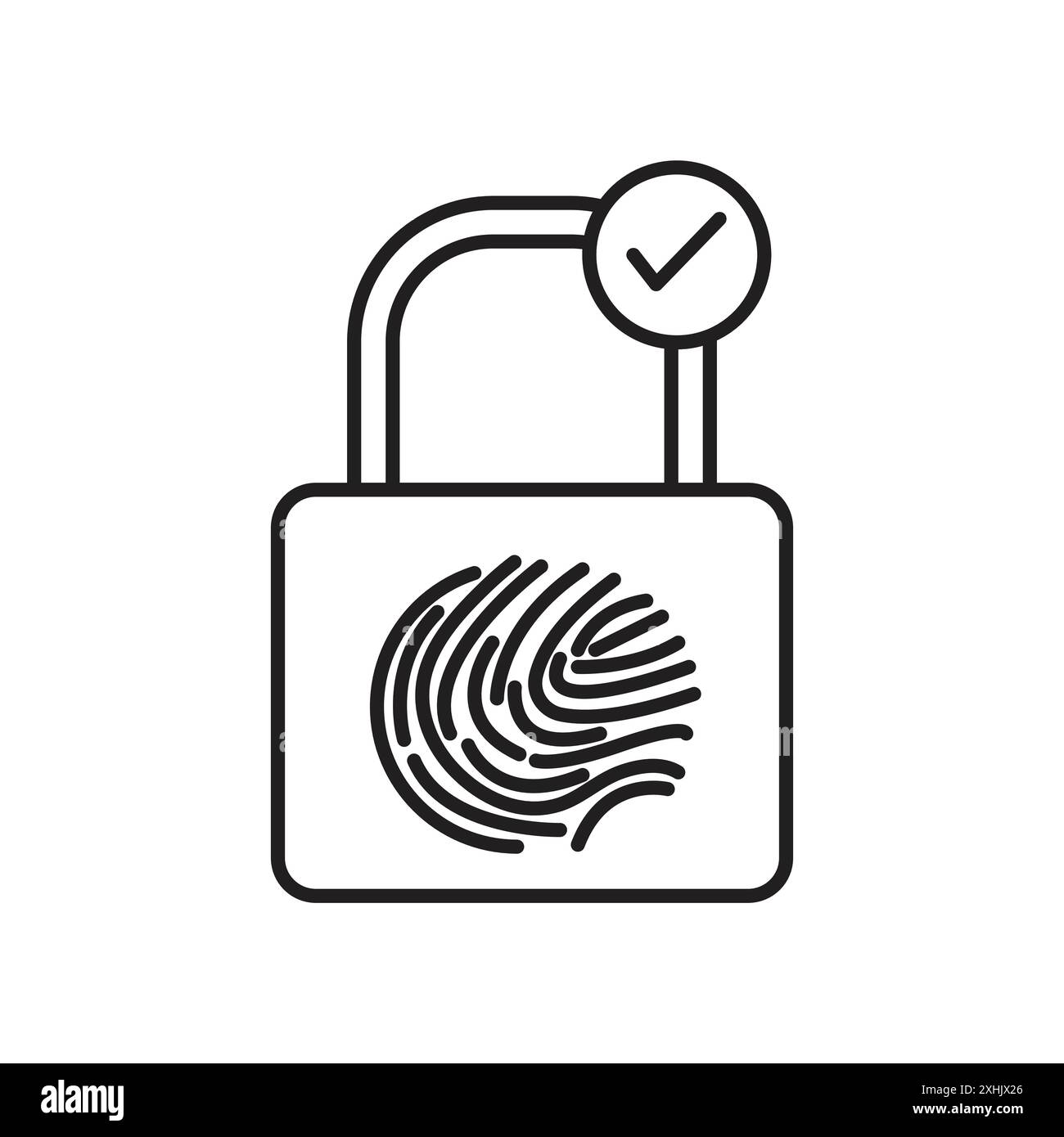 Biometric security icon Black line art vector in black and white ...