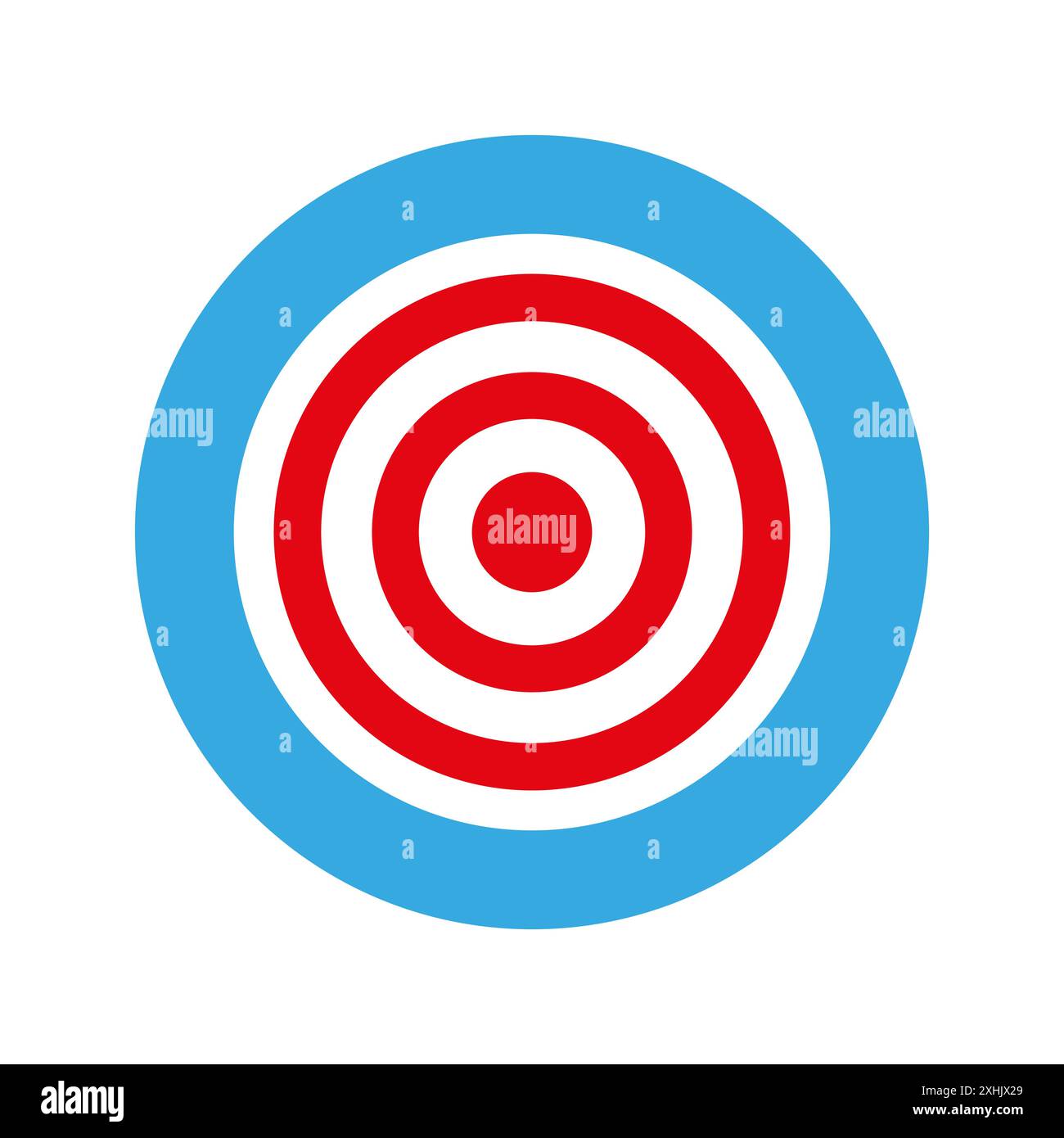Target icon. Red bullseye. Blue circular border. Vector flat design ...