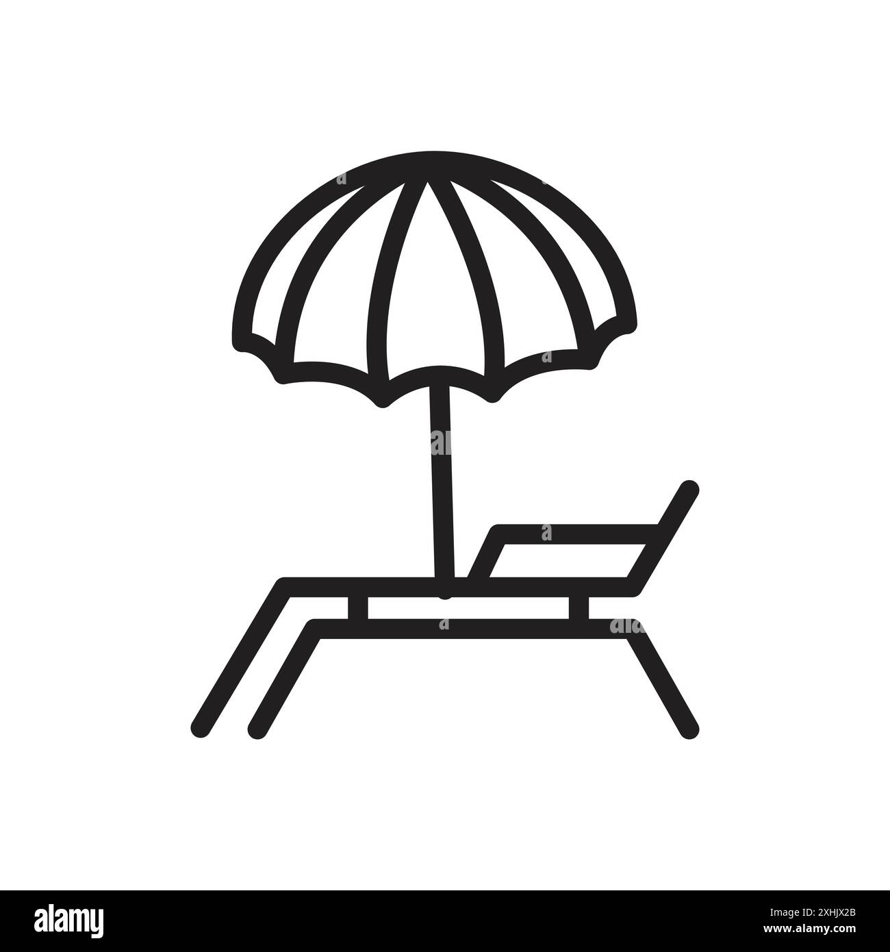 Beach chair icon Black line art vector in black and white outline set ...