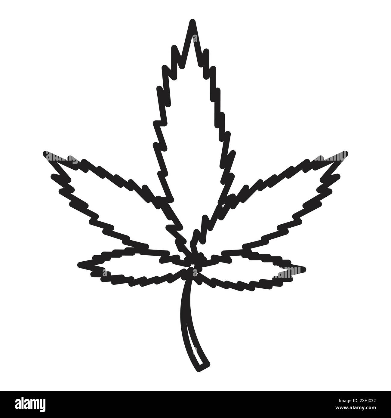 Cannabis leaf icon Black line art vector in black and white outline set ...