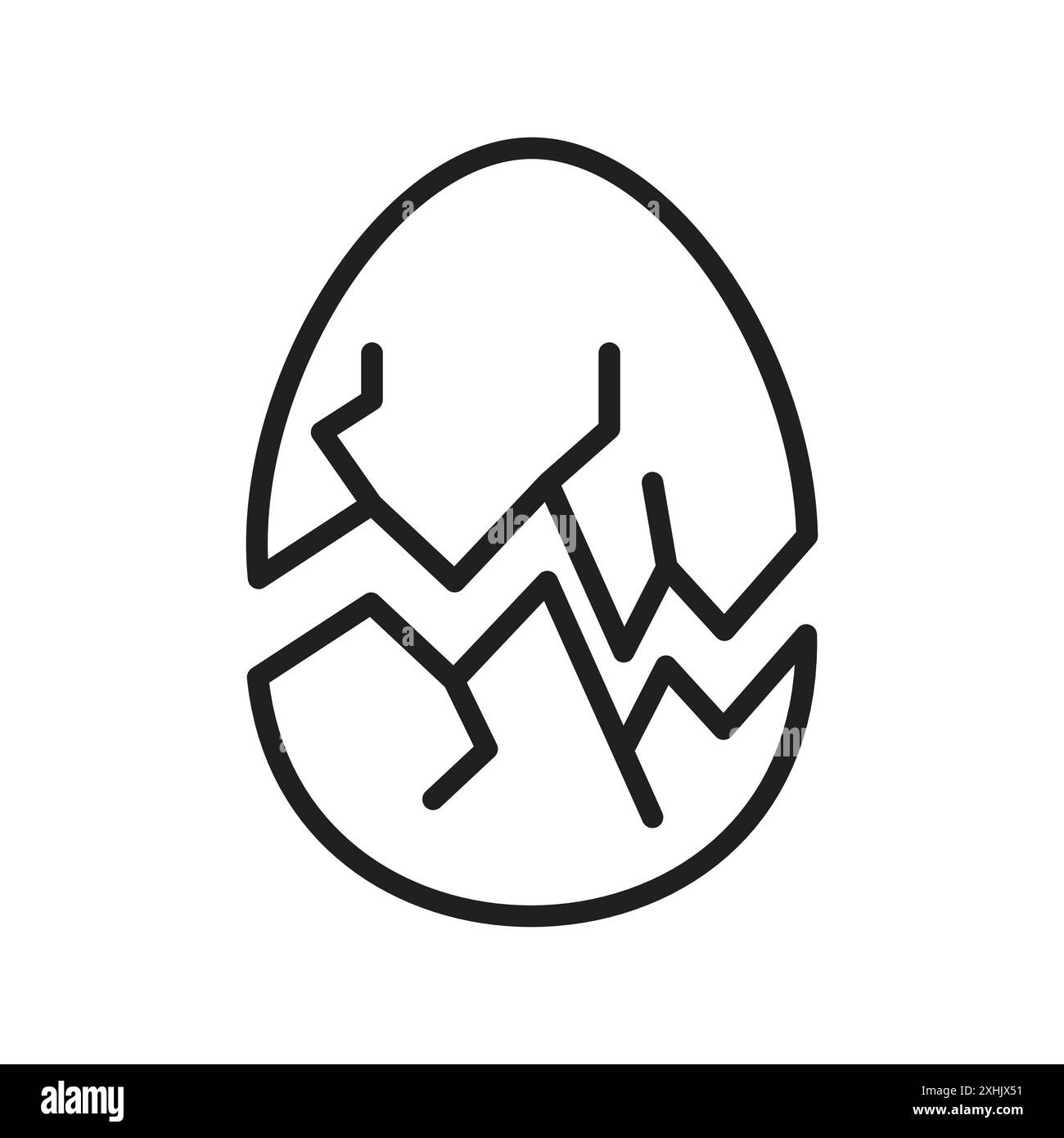 Broken egg icon Black line art vector in black and white outline set collection sign Stock ...