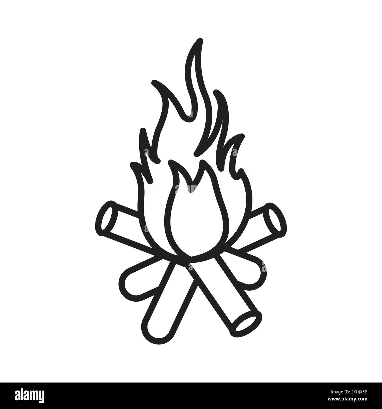 Bonfire icon Black line art vector in black and white outline set ...
