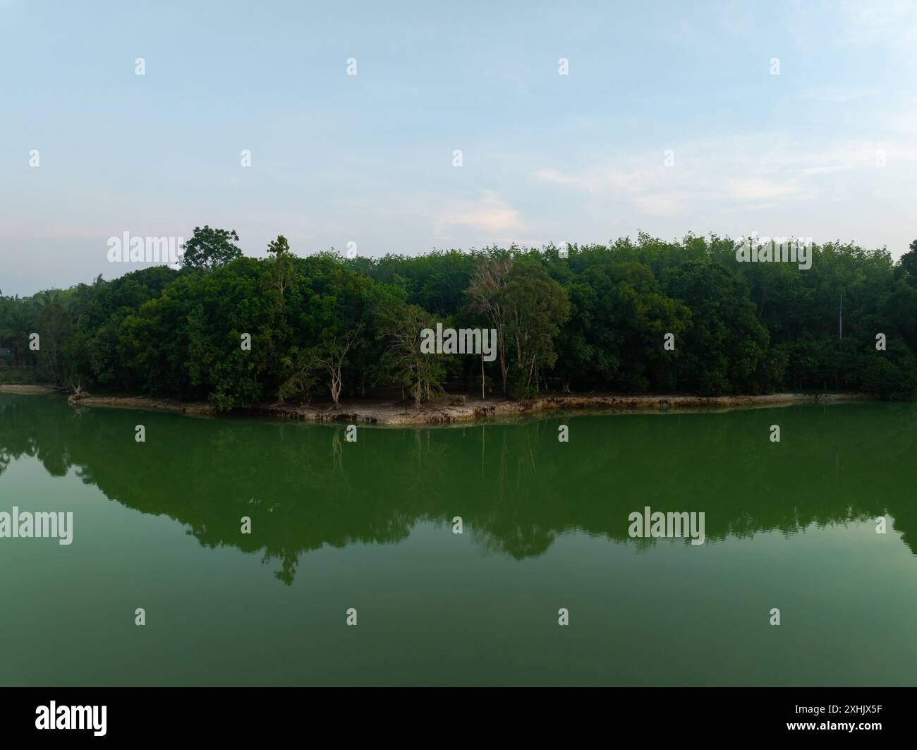 Beautiful landscape nature view sunrise morning with reflections light ...