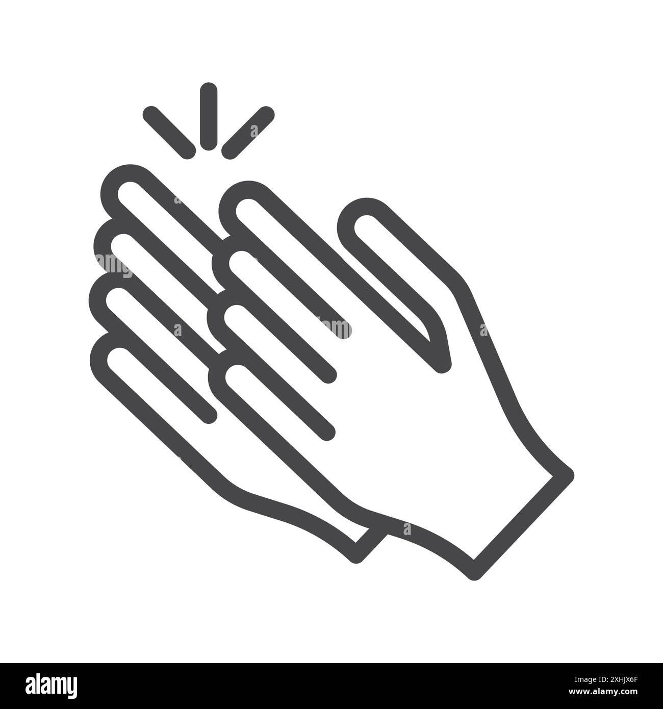 Clapping hands icon Black line art vector in black and white outline set collection sign Stock ...