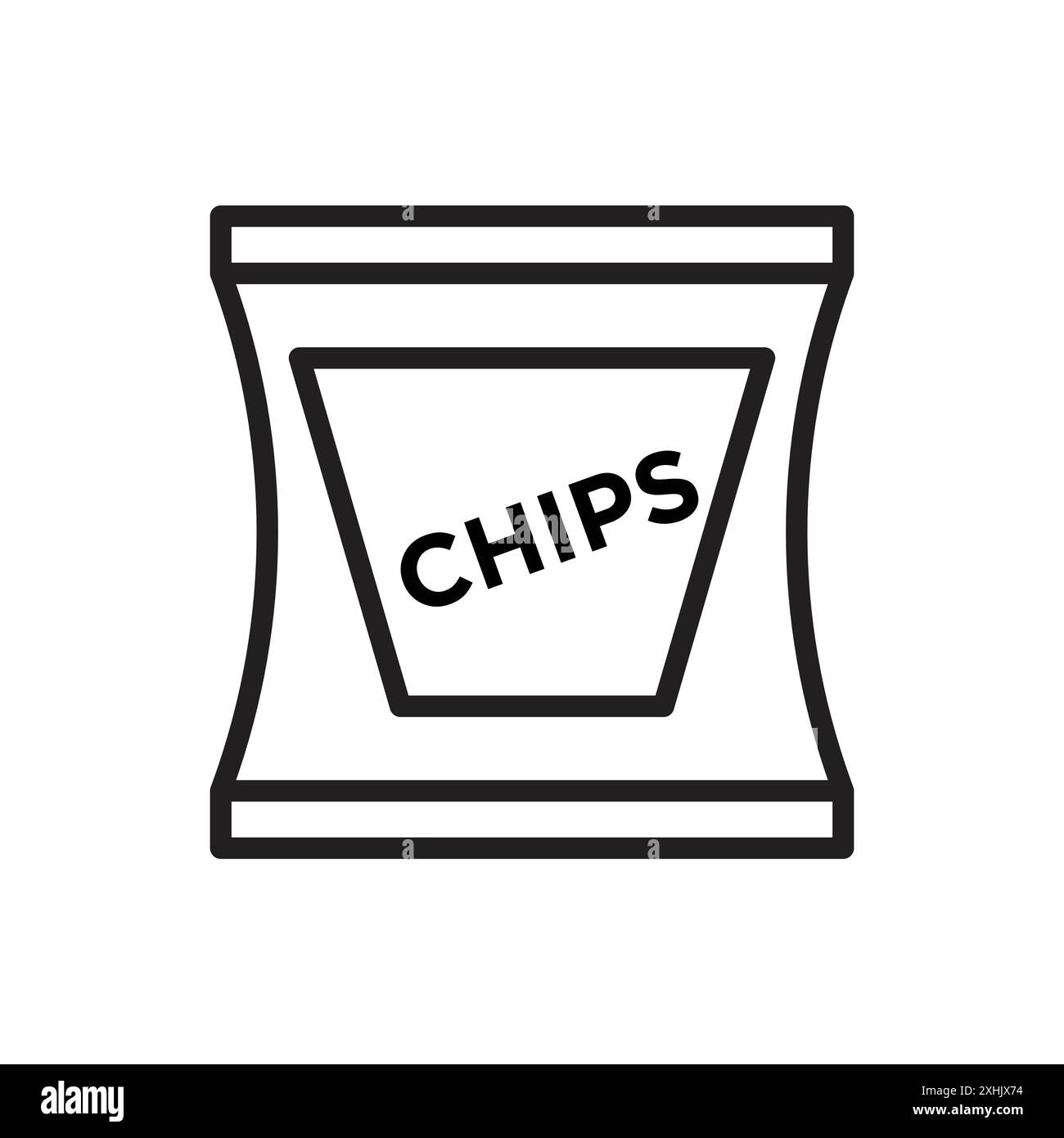 Chips Icon Black line art vector in black and white outline set ...