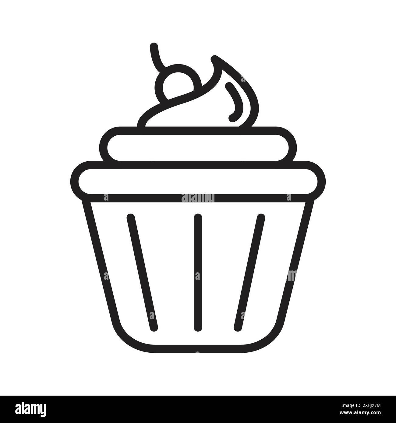 Cupcake icon Black line art vector in black and white outline set ...
