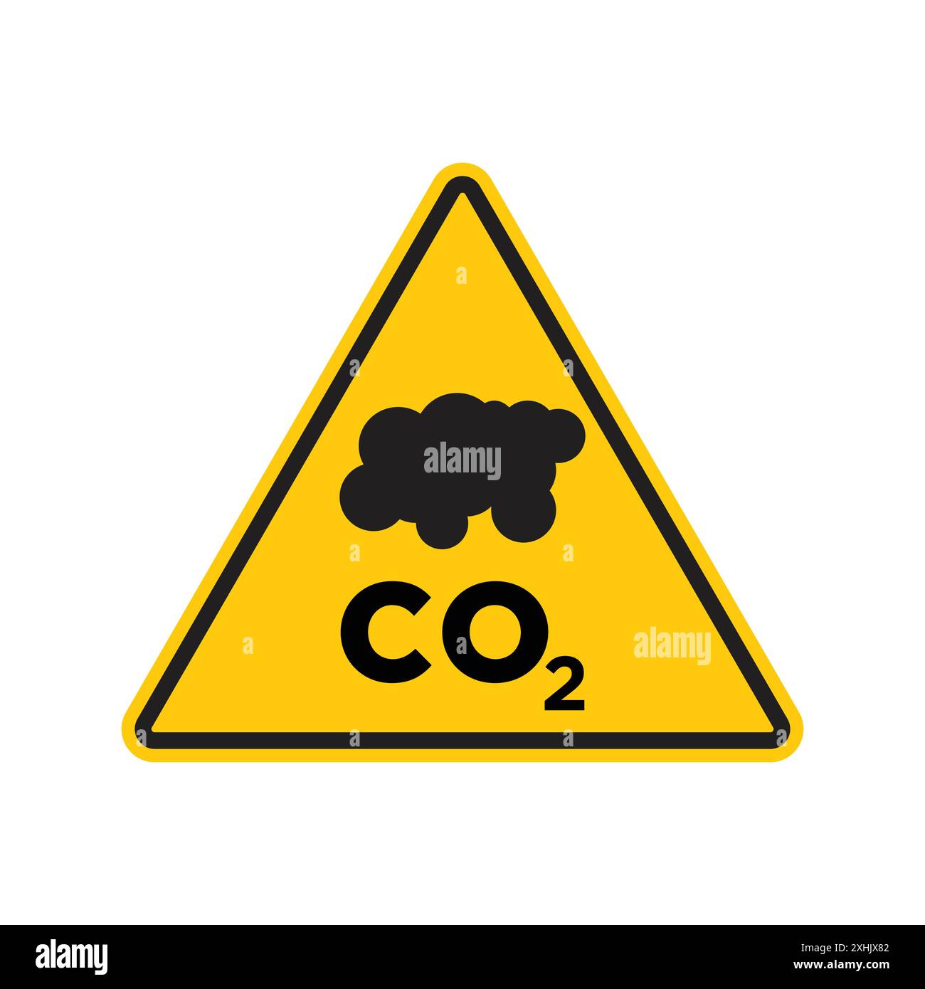 CO2 warning sign Black line art vector in black and white outline set collection sign Stock ...