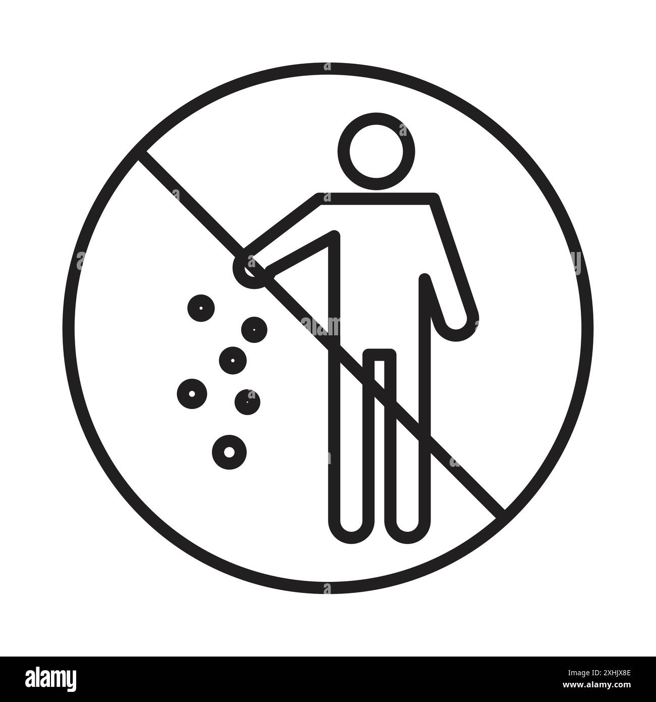 Do not litter sign Black line art vector in black and white outline set ...