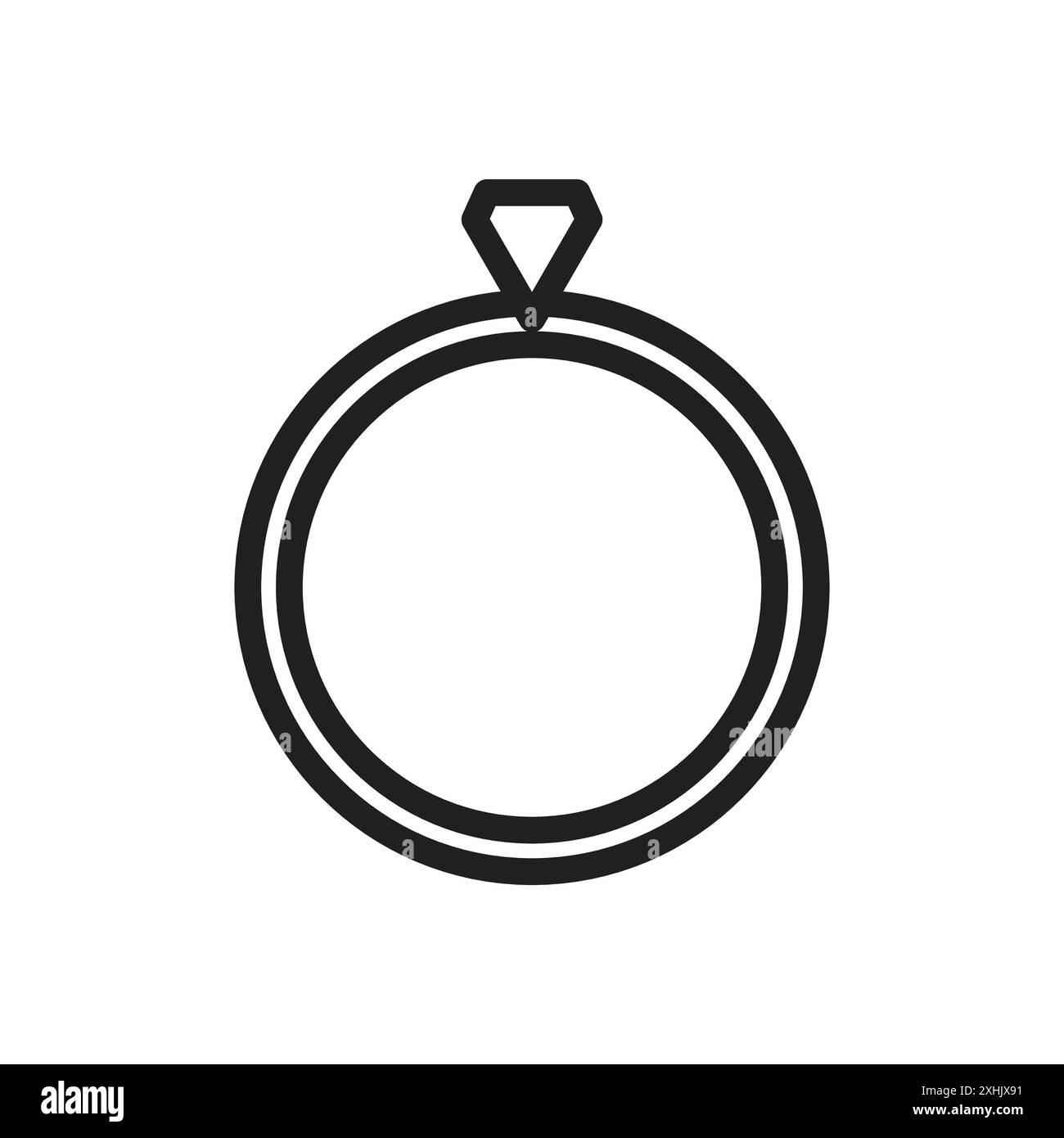 Diamond ring icon Black line art vector in black and white outline set ...