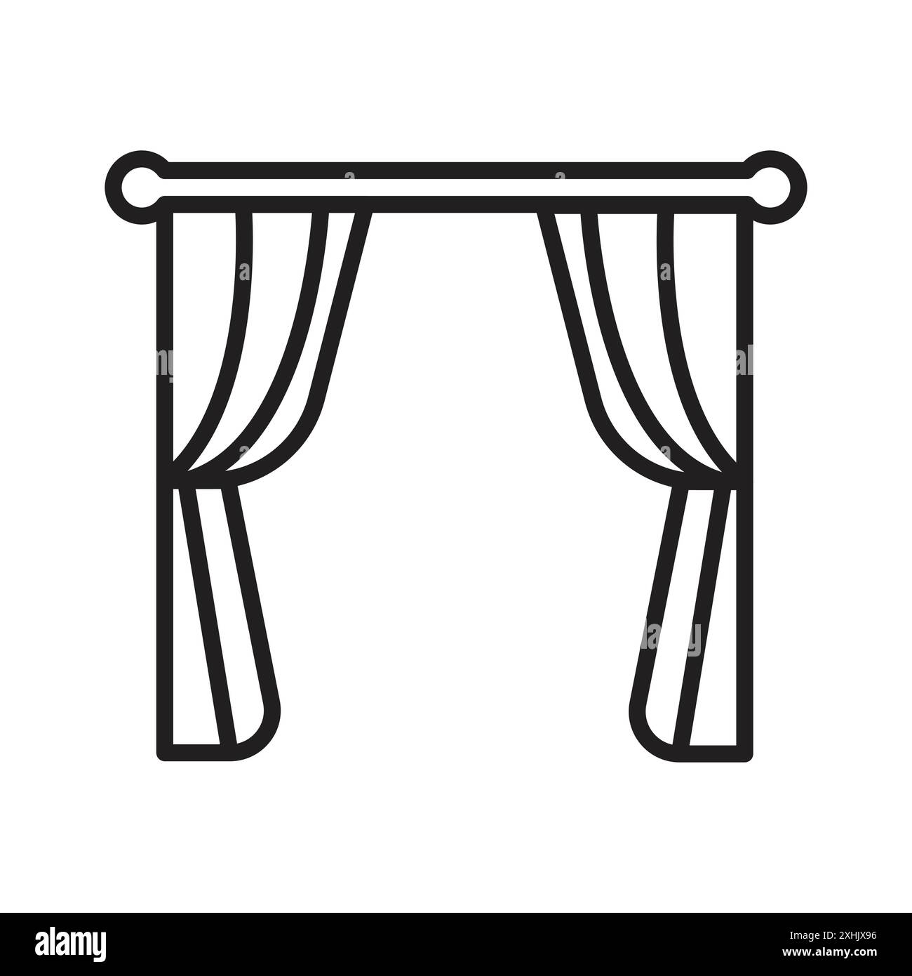 Curtain icon Black line art vector in black and white outline set ...