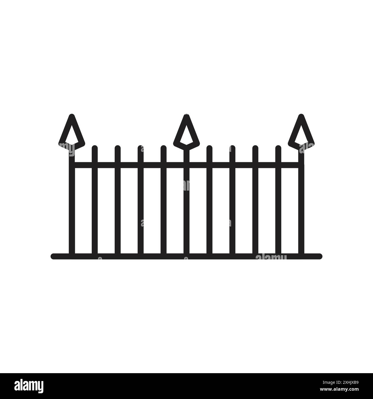 Fence Icon Black Line Art Vector In Black And White Outline Set Collection Sign Stock Vector