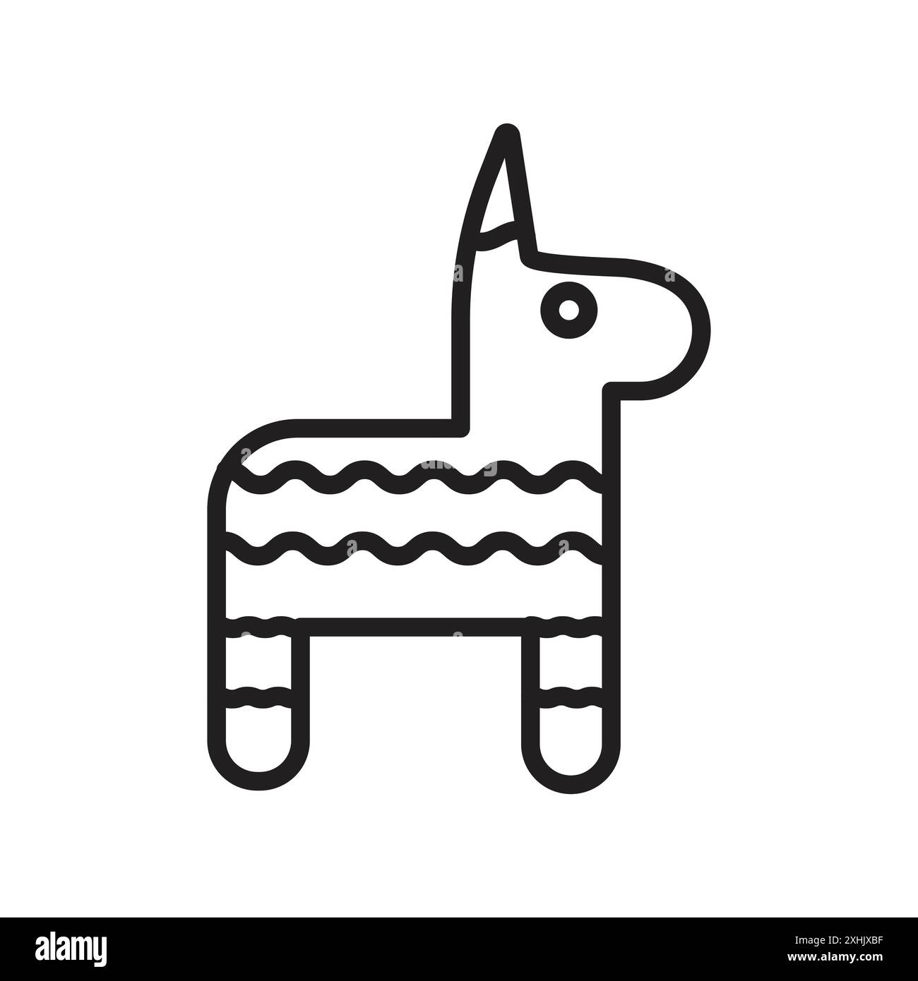 Donkey pinata icon Black line art vector in black and white outline set ...