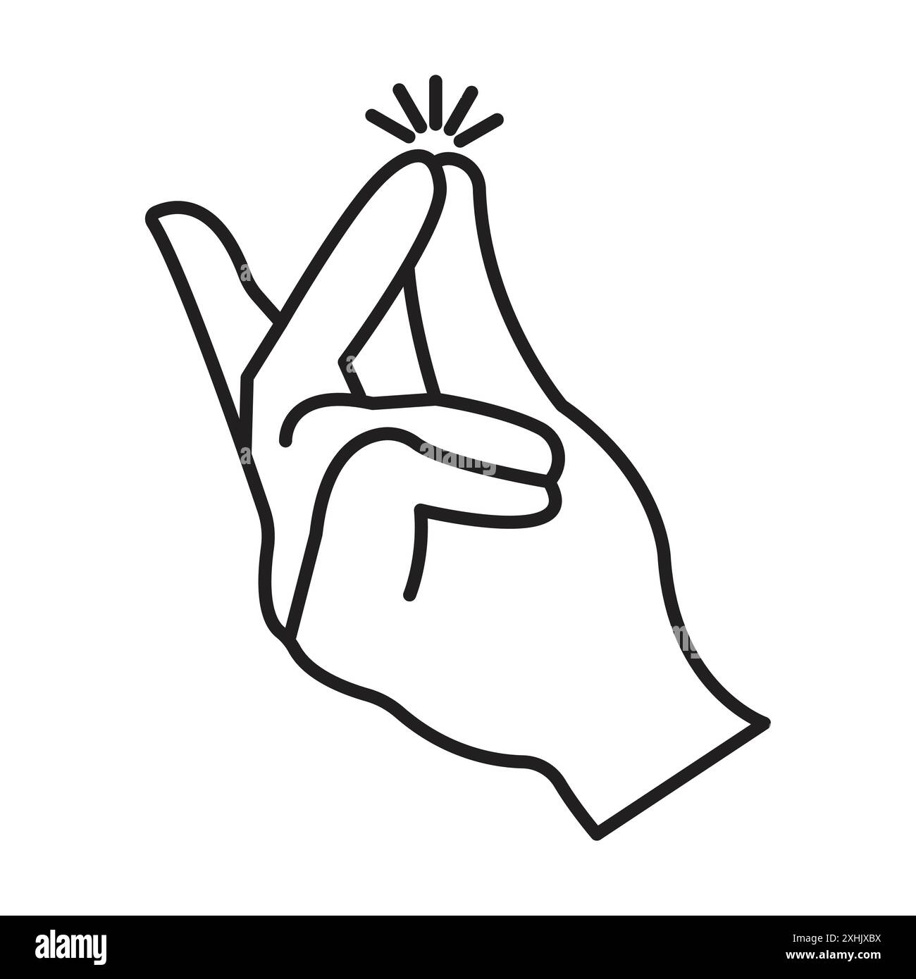 Finger snapping icon Black line art vector in black and white outline ...