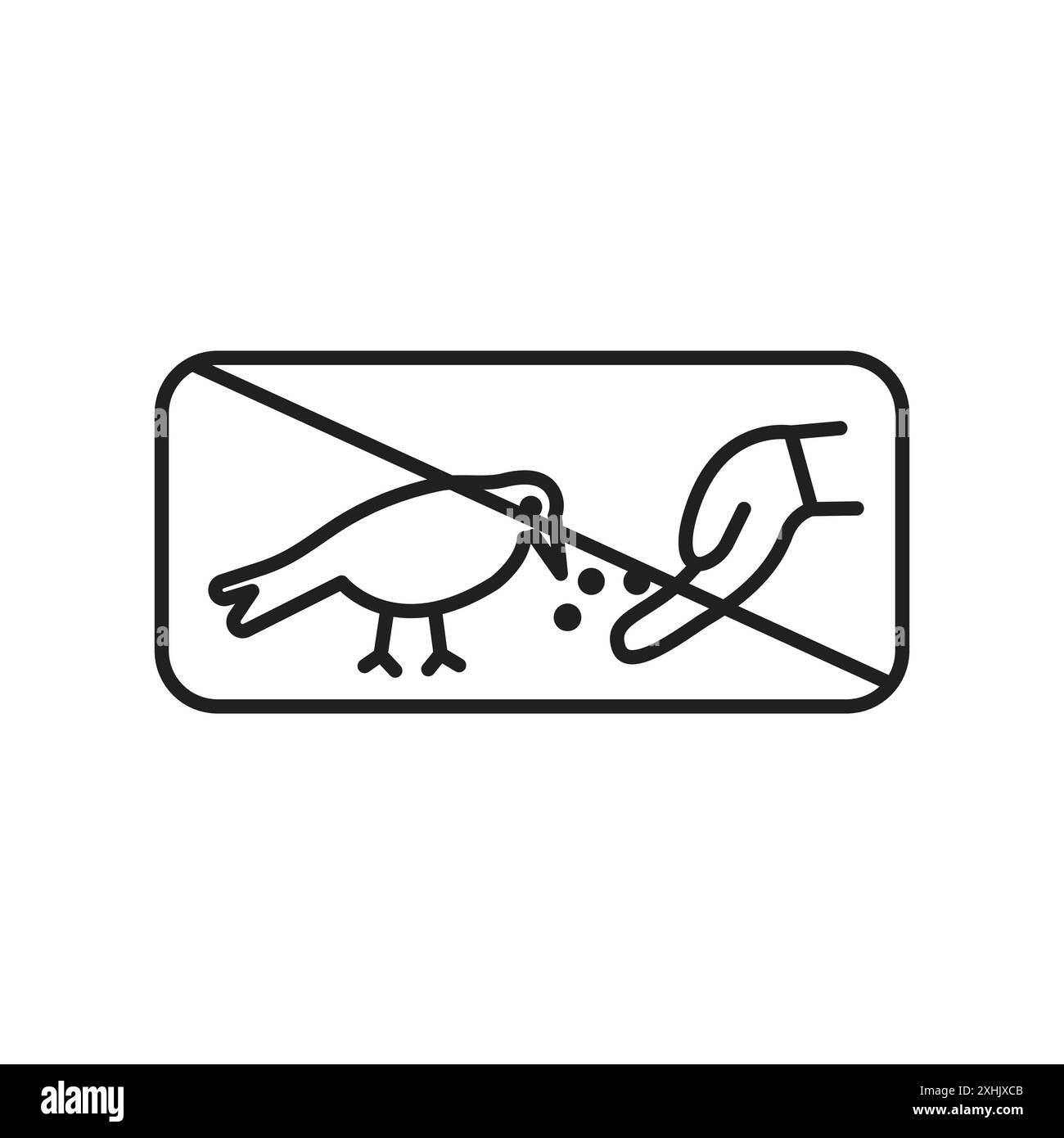 Do not feed birds sign Black line art vector in black and white outline ...