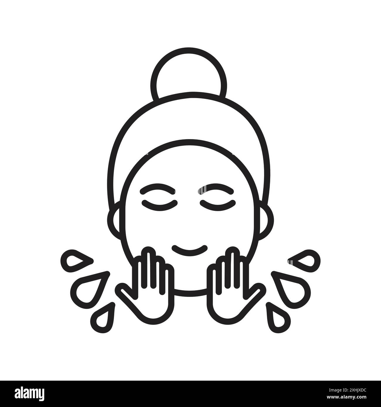 Face washing icon Black line art vector in black and white outline set ...
