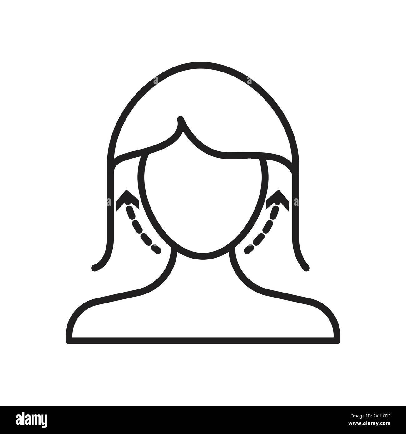 Facelifting procedure icon Black line art vector in black and white outline set collection sign ...