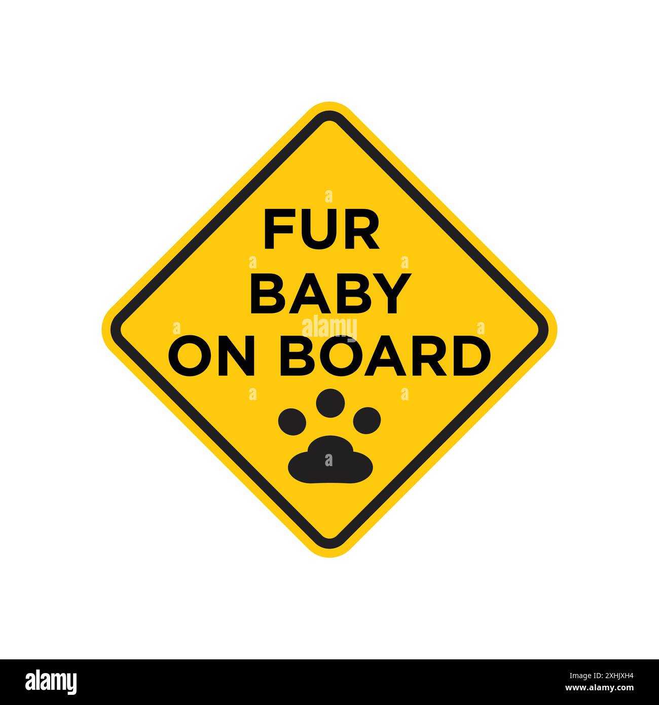 Fur baby on board sign Black line art vector in black and white outline ...