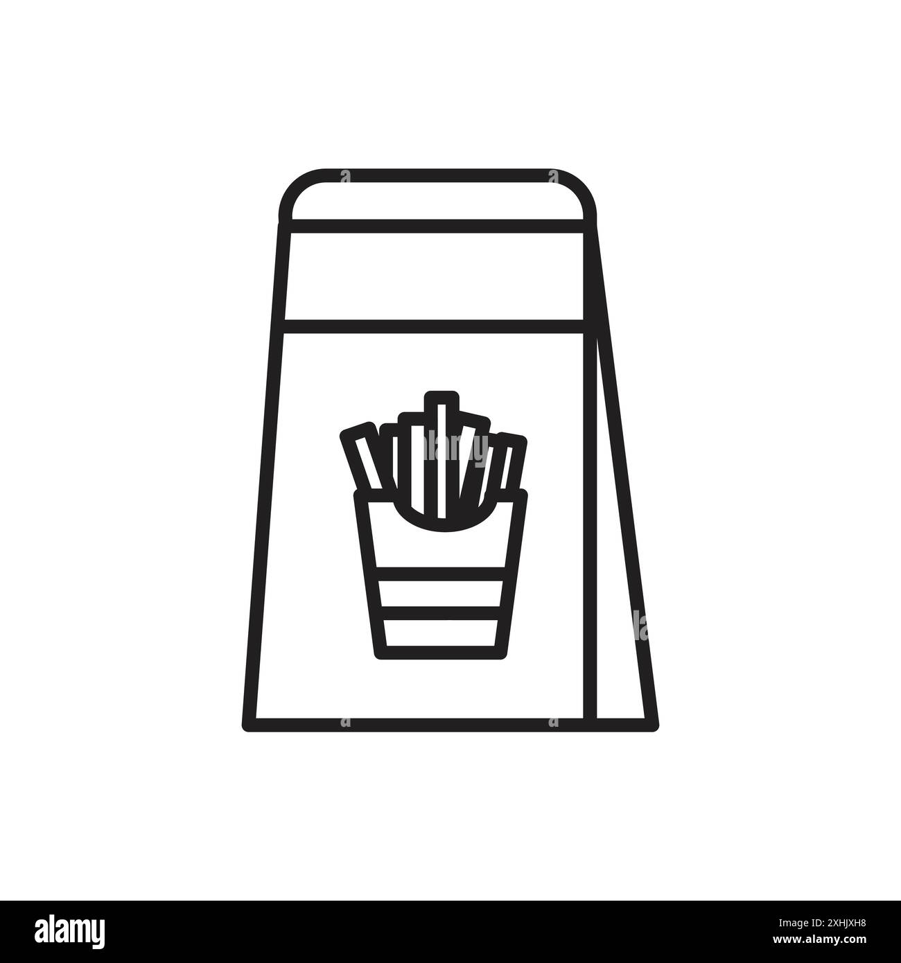 Food delivery paper bag icon Black line art vector in black and white outline set collection ...