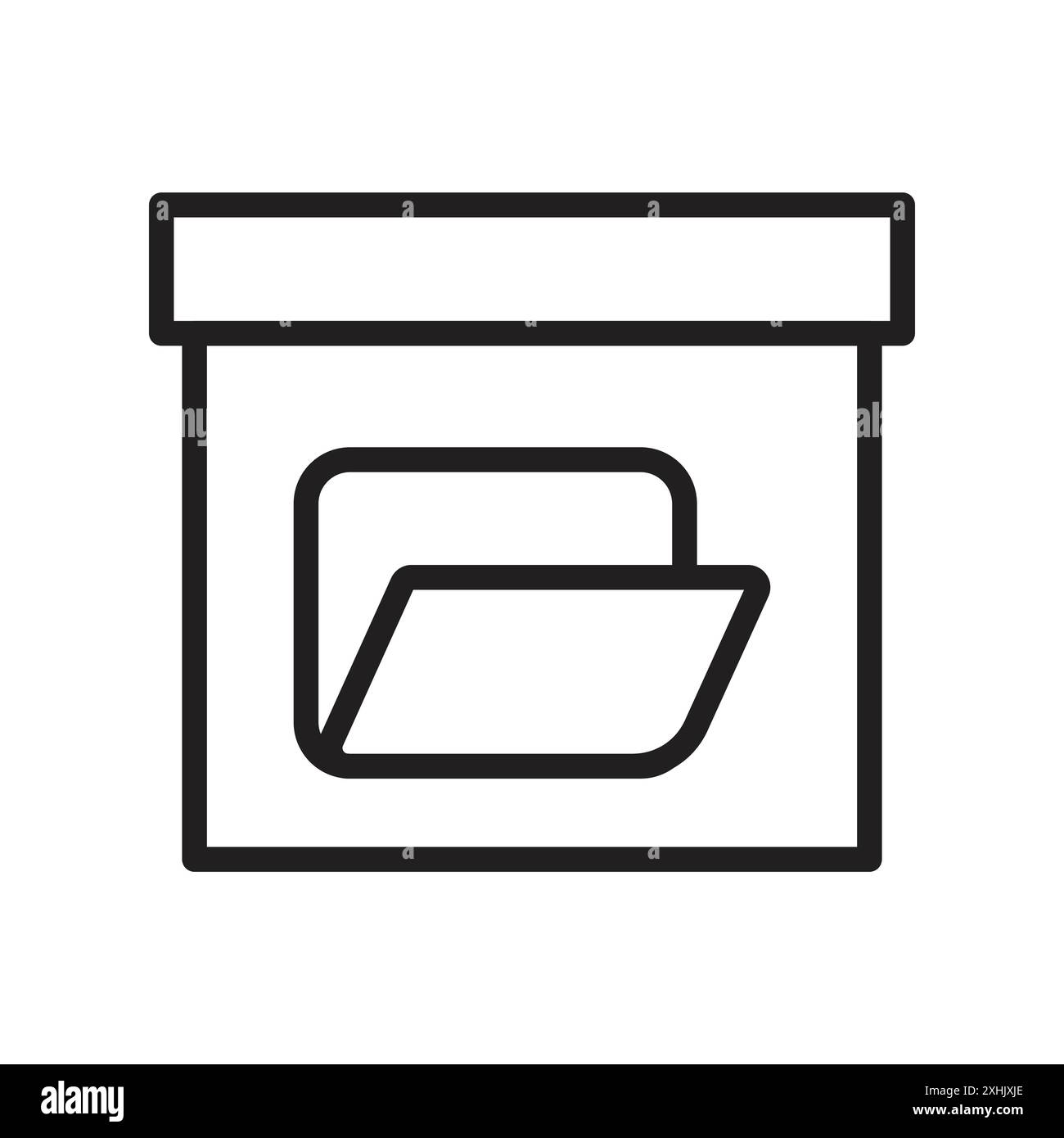 Folder box icon Black line art vector in black and white outline set ...