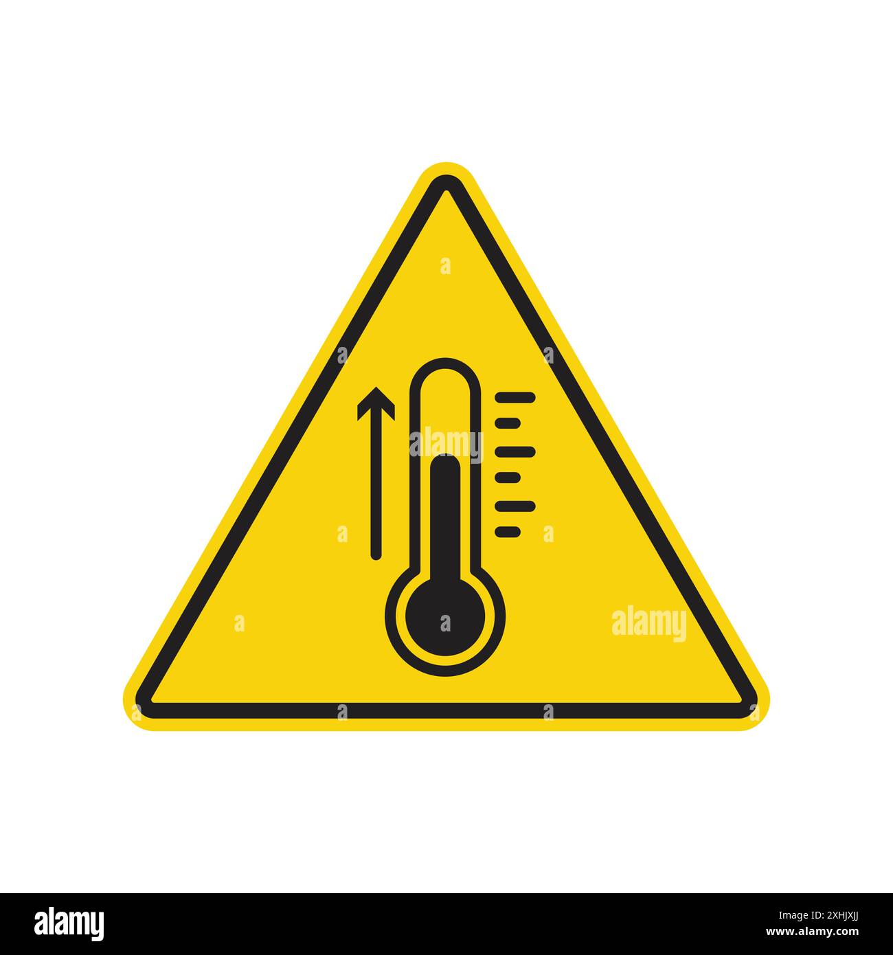High temperature warning sign Black line art vector in black and white outline set collection ...