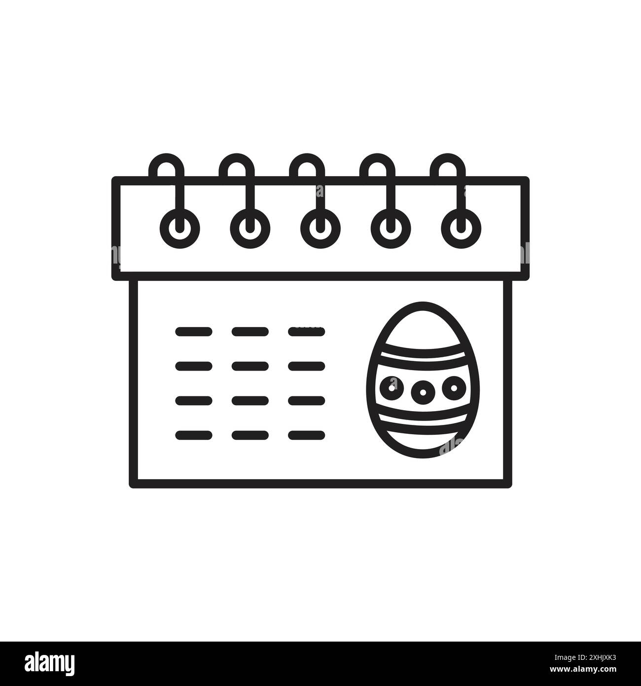 Ester calendar icon Black line art vector in black and white outline ...
