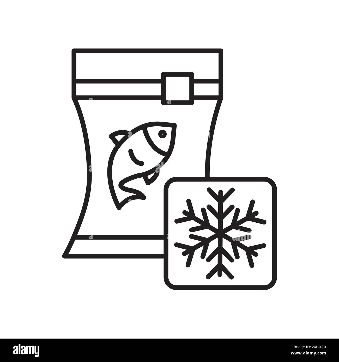 Frozen food icon Black line art vector in black and white outline set collection sign Stock ...