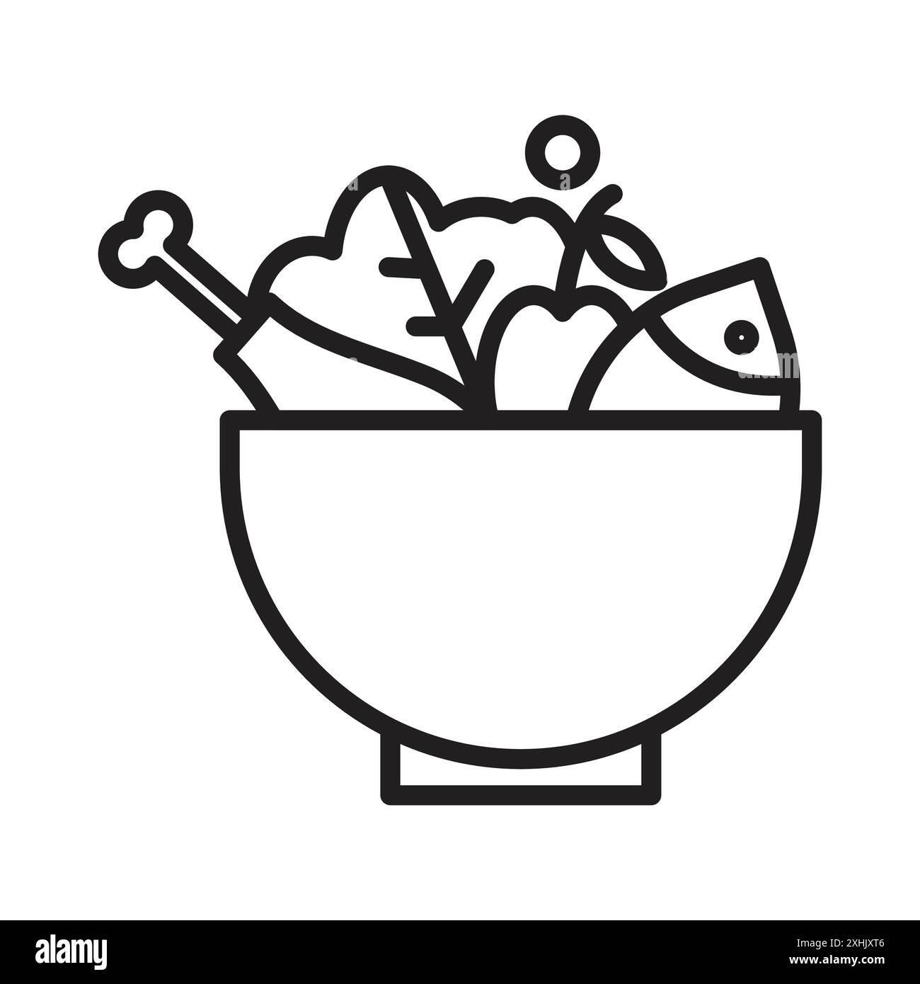 Healthy food icon Black line art vector in black and white outline set ...