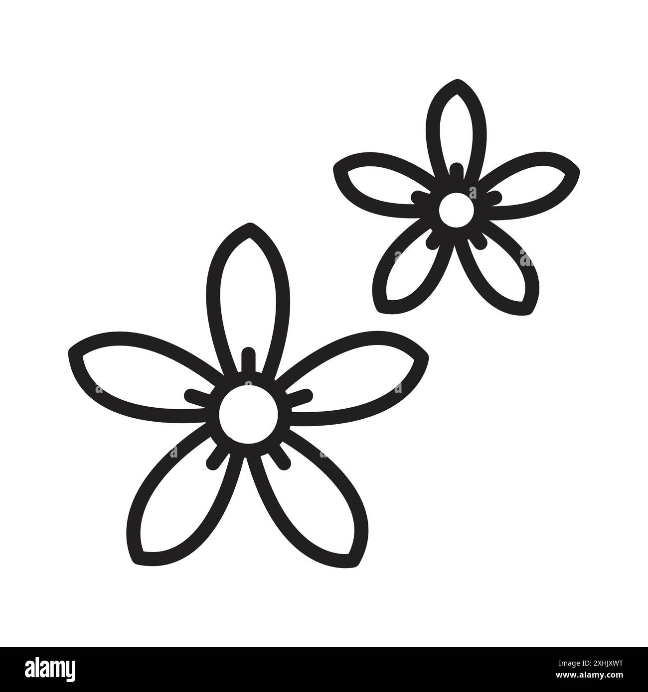 Jasmine icon Black line art vector in black and white outline set ...