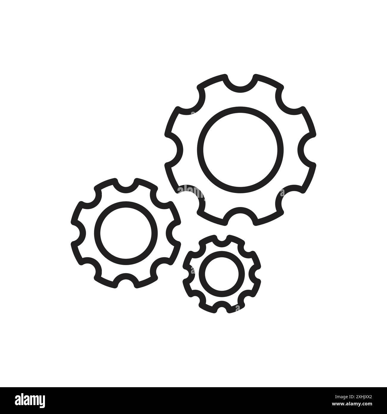 Gear icon Black line art vector in black and white outline set ...