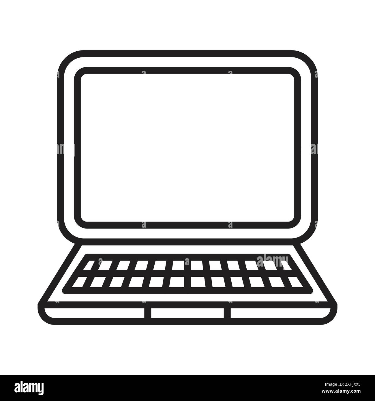 Laptop icon Black line art vector in black and white outline set ...