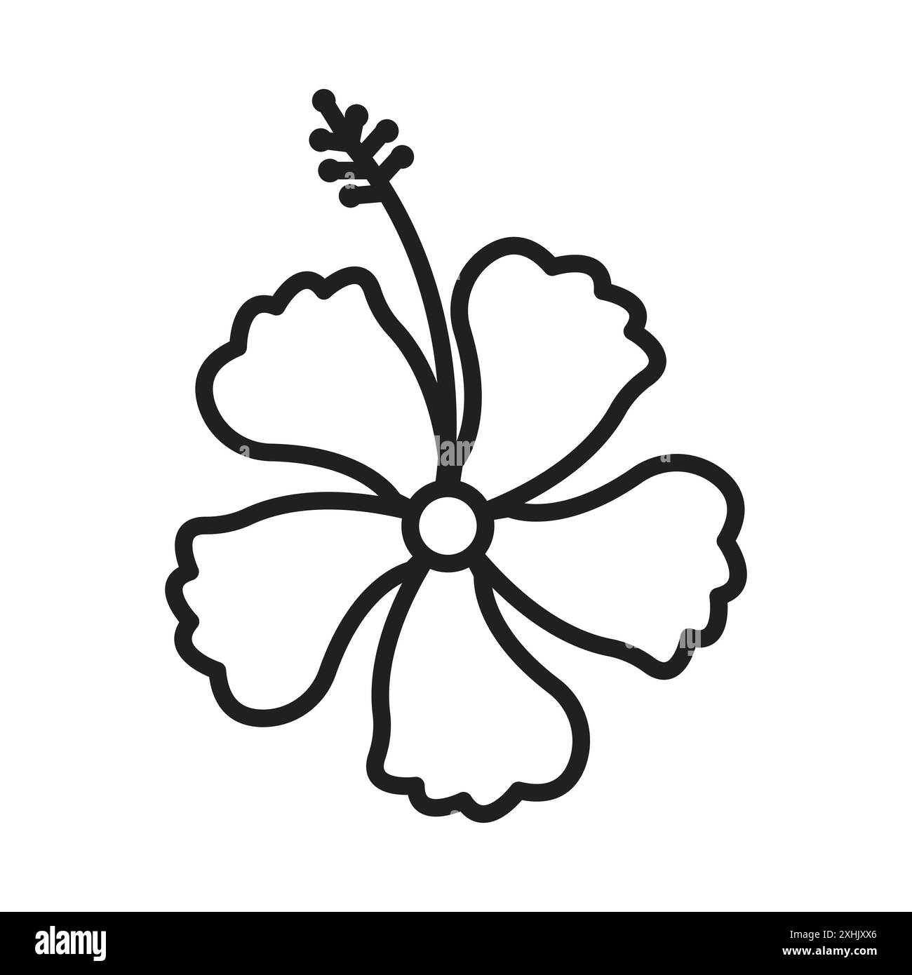 Hawaiian flower icon Black line art vector in black and white outline ...