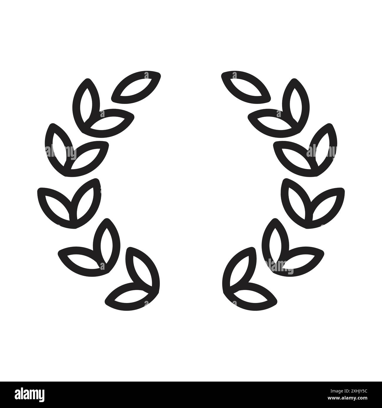 Laurel wreath icon Black line art vector in black and white outline set ...