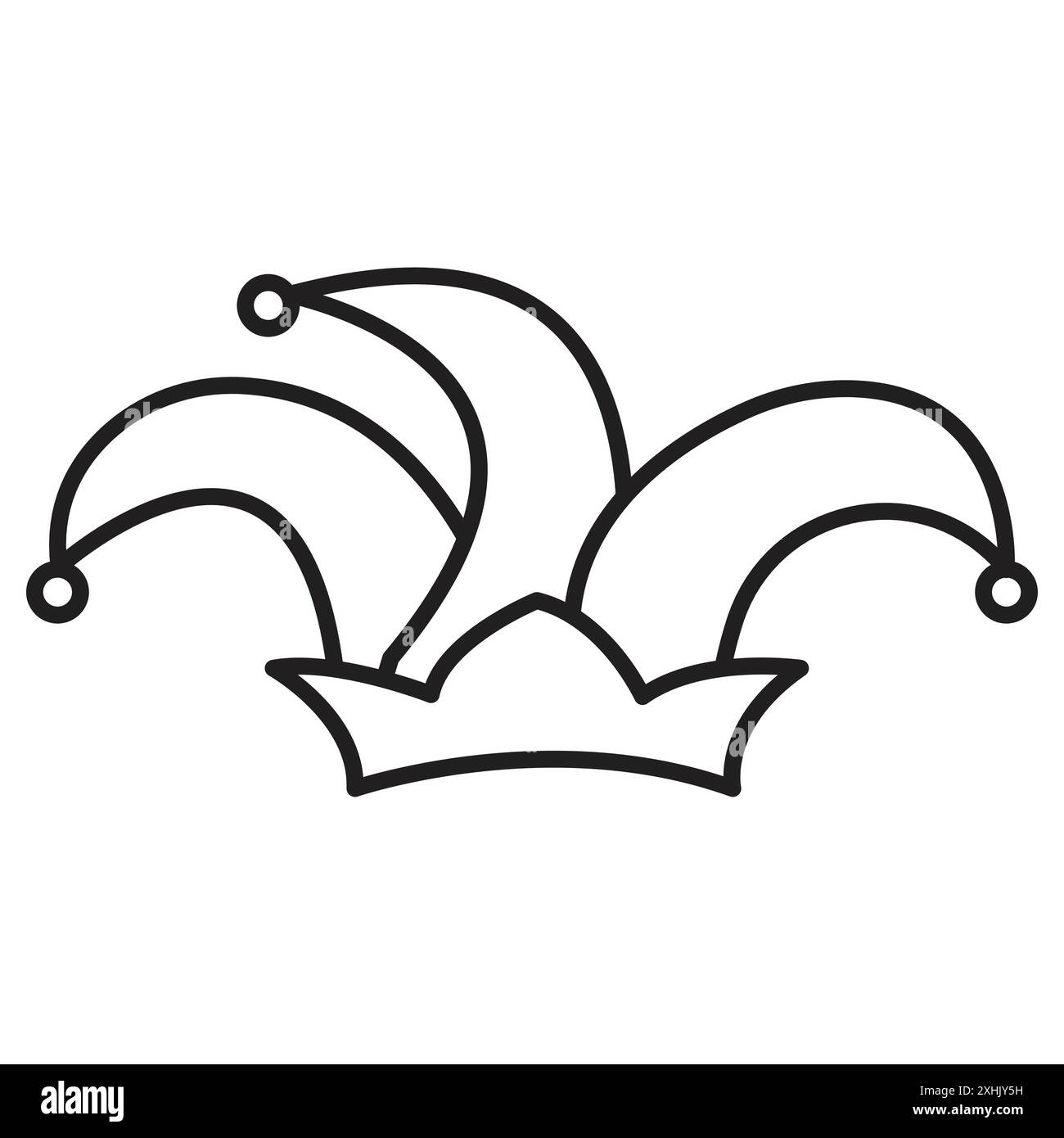 Jester hat icon Black line art vector in black and white outline set collection sign Stock ...