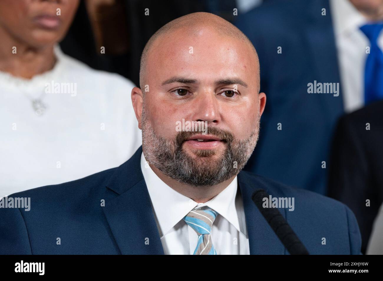 New York, USA. 14th July, 2024. Councilmember Joseph Borelli speaks at ...