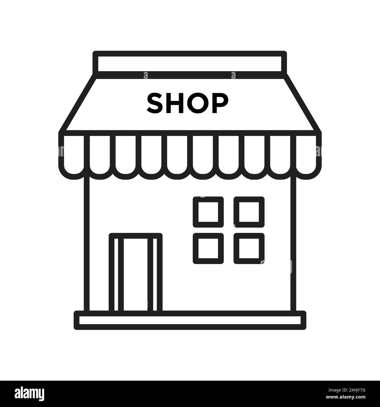 Local store icon Black line art vector in black and white outline set ...