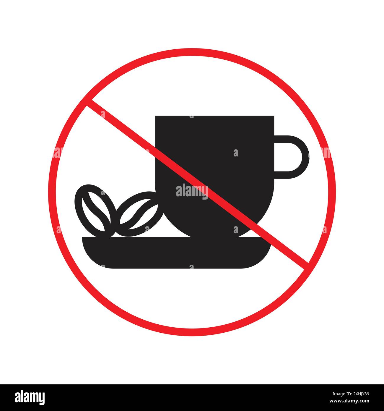 No coffee cup sign Black line art vector in black and white outline set ...