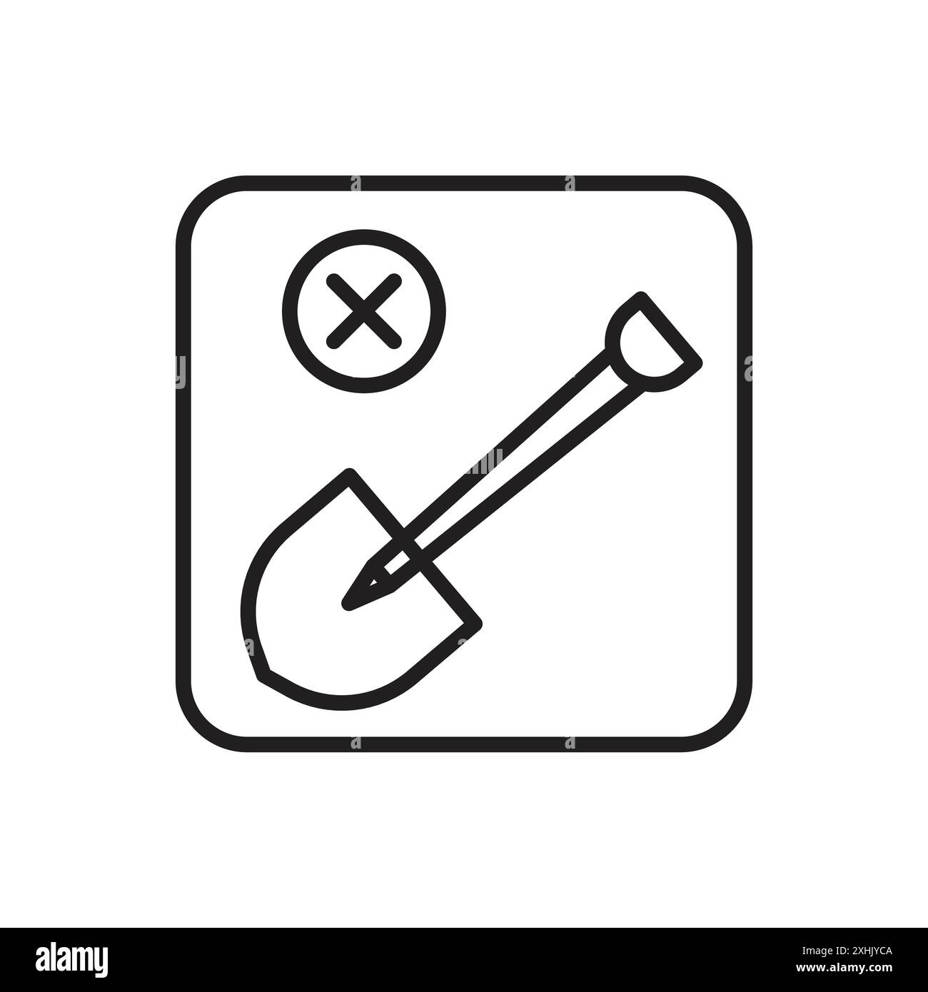 No digging sign Black line art vector in black and white outline set collection sign Stock ...