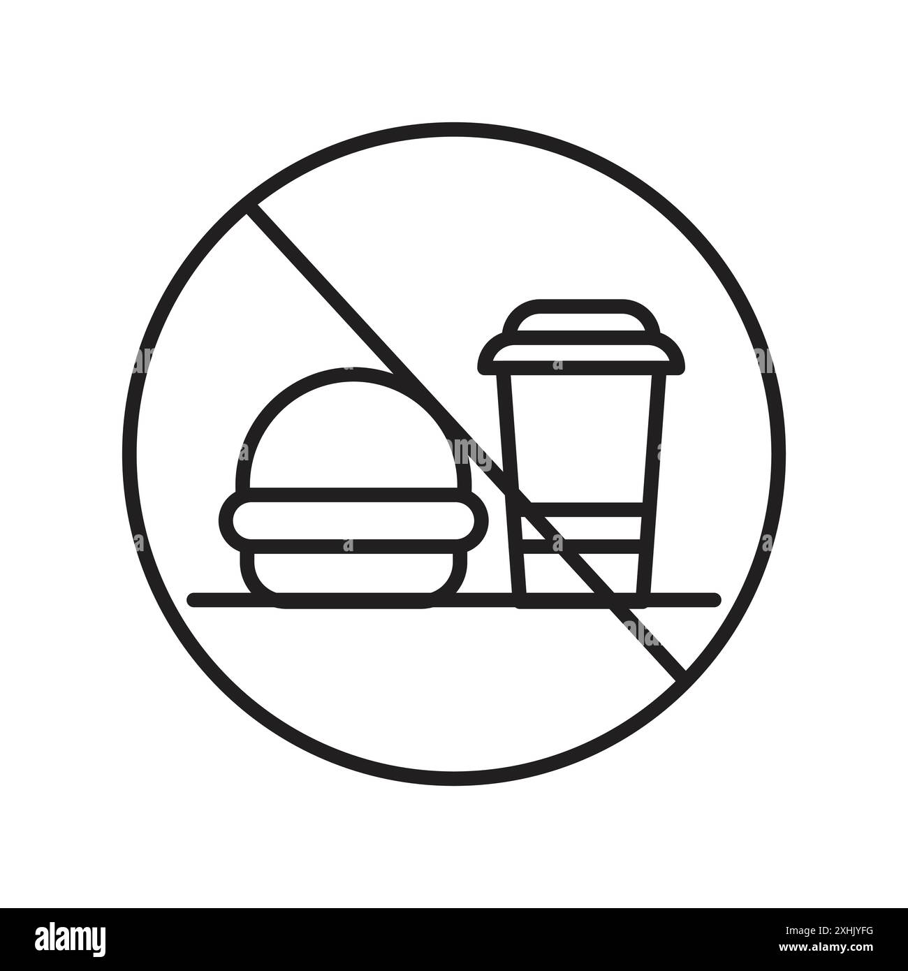 No food allowed sign Black line art vector in black and white outline set collection sign Stock ...