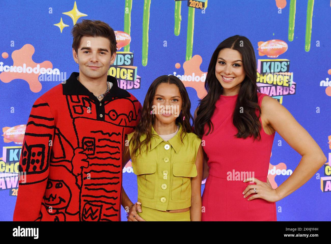 SANTA MONICA, CALIFORNIA - JULY 13: (L-R) Jack Griffo, Maya Le Clark and Kira Kosarin attend ...