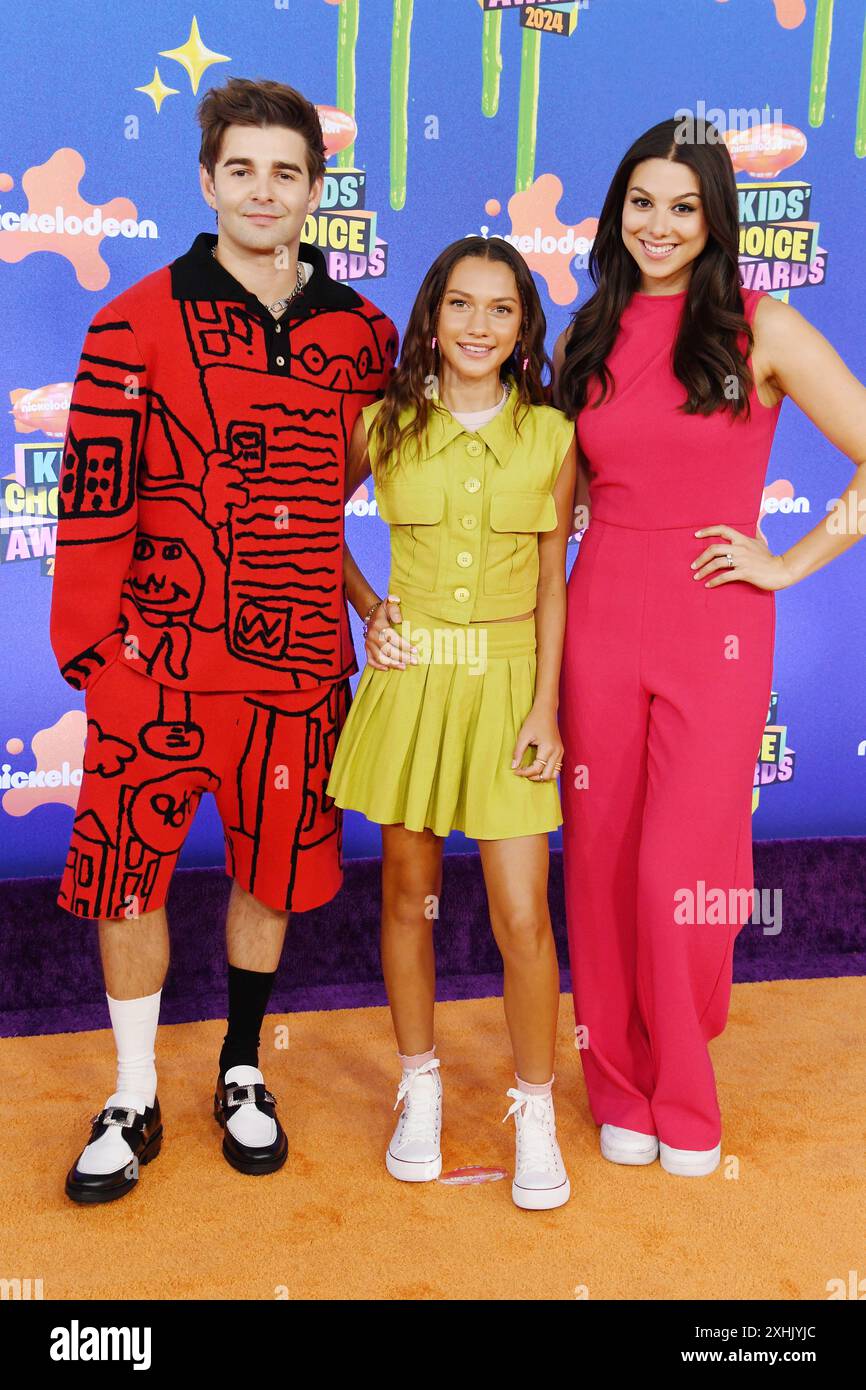 SANTA MONICA, CALIFORNIA - JULY 13: (L-R) Jack Griffo, Maya Le Clark and Kira Kosarin attend ...