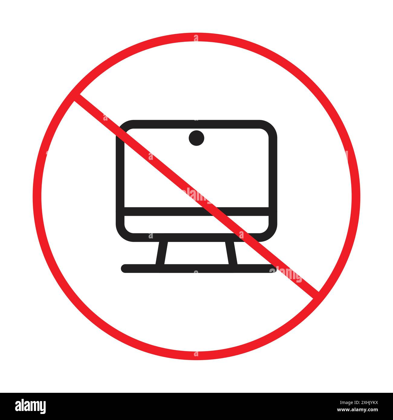 No computer sign Black line art vector in black and white outline set ...