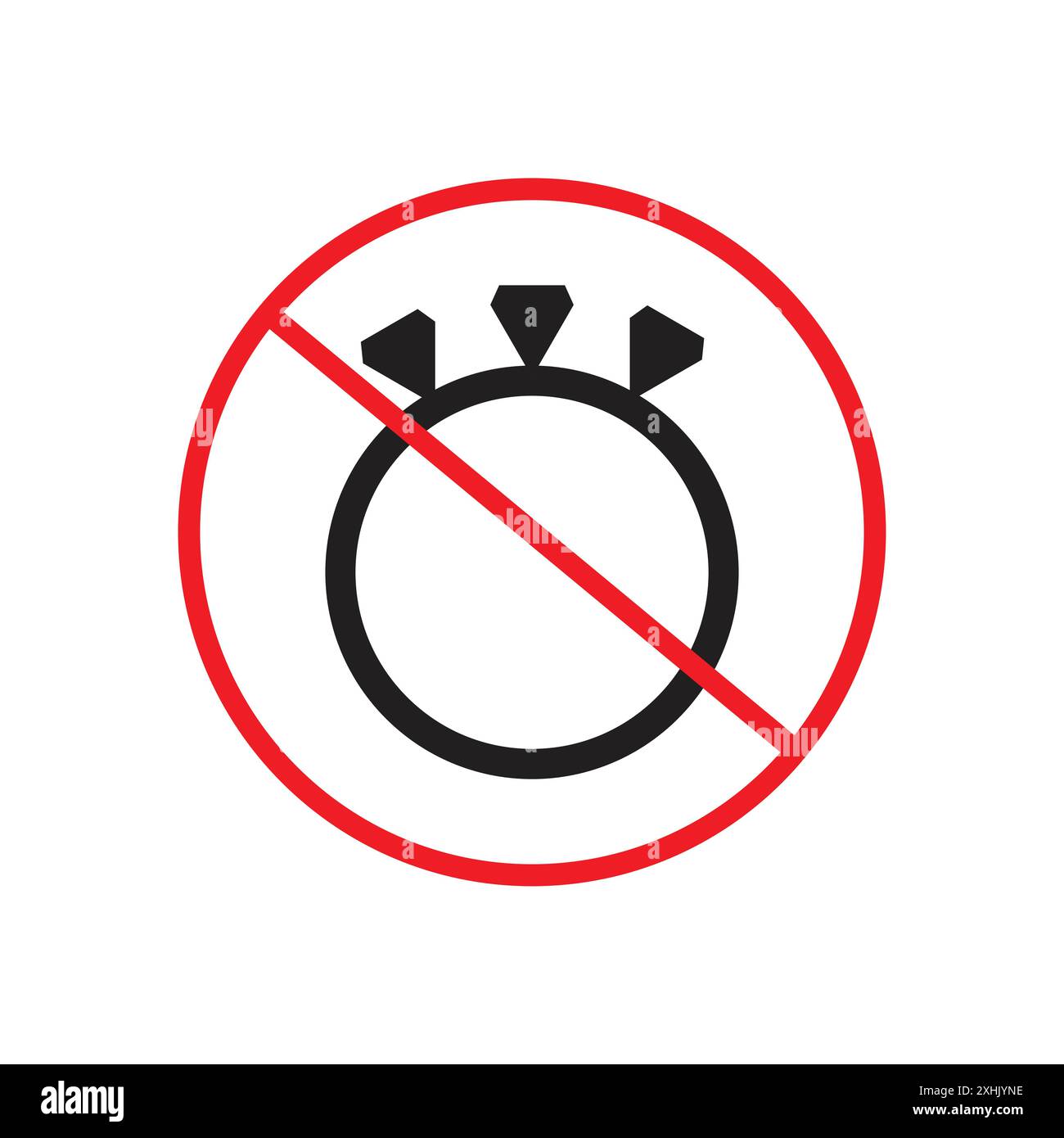 No jewelry sign Black line art vector in black and white outline set ...